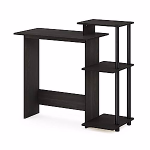 Furinno Efficient Home Laptop Notebook Computer Desk with Square Shelves, Espresso/Black