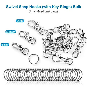 YHYZ Keychain Key Chain Rings Clips Swivel Bulk (40pcs), Small + Medium + Large, Swivel Lanyard Snap Hooks (Lobster Claw Clasp) with Rings, for Keychain Crafts Resin, Lanyard, Bag, Purse,Tag