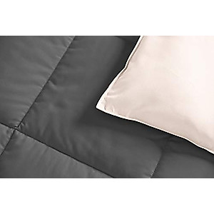 Royal Hotel Bedding Reversible Throw Blanket, Hypoallergenic, Down Alternative Throw Blanket, Medium Warmth, 50 by 75 Inches, Cream - Charcoal