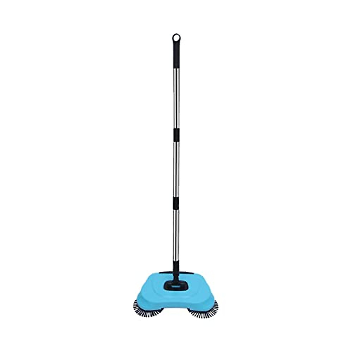 Foldable Hand Push Automatic Sweeper, Dry Sweep and Wet Drag 2 in 1 Sweeper, Home Sweeping Mopping Machine, Floor Sweeper with 2 Corner Edge Brushes for Pet Hair, Food, Dirt (Blue)
