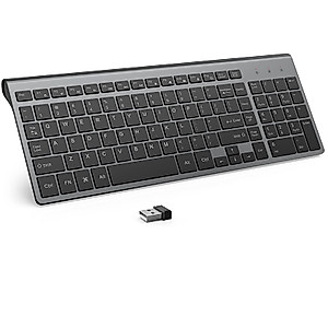 JOYACCESS Wireless Keyboard, 2.4G Slim and Compact Wireless Keyboard with Numeric Pad for Laptop, MacBook Air, Apple, Computer, PC(Black and Grey)