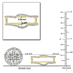 Dazzlingrock Collection 0.20 Carat (ctw) Round White Diamond Anniversary Wedding Enhancer Guard Double Ring 1/5 CT, 14K Yellow Gold, Size 8.5