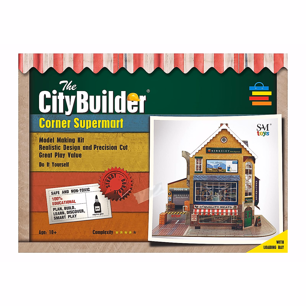 The CityBuilder Corner SUPERMART Cardboard Model Making Kit - O Scale Model Railroad Building