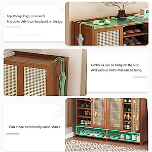 8-Tier Bamboo Shoe Cabinet with Doors, 36-40 Pairs Freestanding Shoe Rack for Closet, Shoe Storage Cabinet for Entryway, Shoes Rack Organizer for Hallway, Bedroom, Living Room