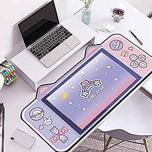 Kawaii Anime Mouse Mat,Cute Cartoon Cat Ear Extended Gaming Mouse Pad 31.5x15.7 inch,Large Non-Slip Rubber Base Mousepad Computer Laptop Desk Pad Waterproof for Work Game Office Home (Color2)