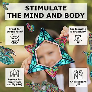 SHASHIBO Shape Shifting Box - STEM Magnetic Fidget Cube That Transforms Into Over 70 Shapes, Download Fun in Motion Toys Mobile App (Water Color)