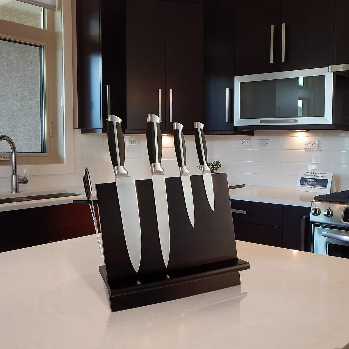 HOMEKOKO Magnetic Knife Block, Magnetic Knife Holder, Knife Rack with Double Side Strong Magnetic for Knife Organize and Storage,Black