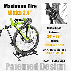 CyclingDeal Upright Bike Stand - Premium Quality Vertical & Horizontal Adjustable Bicycle Floor Parking Rack - for Storing MTB Road Bikes - up to 29