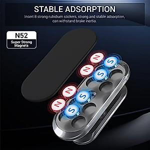 2 Pack Magnetic Zinc Alloy Car Phone Mount, Upgrade Magnet N52 8pcs, Universal Dashboard Holder, Cell Phone Grip Car Kits, 360° Adjustable Super Strong Magnet for Samsung, iPhone, LG, Pixel-Black