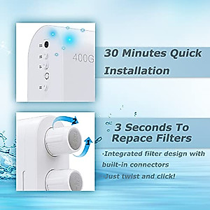 RYKIPO Water Filtration System Water Purifier, Under Sink Water Filter, 1.5:1 Drain Rate, 400GPD High Flow Reverse Osmosis Water Filter for Home and Kitchen