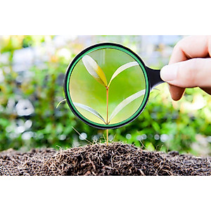 TANCH 5X Magnifying Glass Handheld Magnifier with Large 100mm Magnifying Glass Lens and Non-Slip Rubber Handle for Senior and Kids (1PC Green)