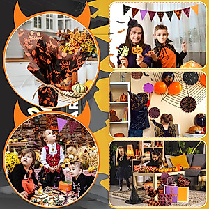 SANNIX 100 Sheets Halloween Tissue Paper Black Orange Wrapping Paper with Cobweb Bat Ghost Pumpkin Pattern for Halloween DIY Crafts Fall Holiday Decoration Gift Packing 19.7 ×13.8 Inch (10 Patterns)