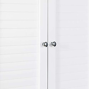 Glitzhome Bathroom Over-The-Toilet Space Saver Storage with Shelf and 2-Door Cabinet, 68" H, White