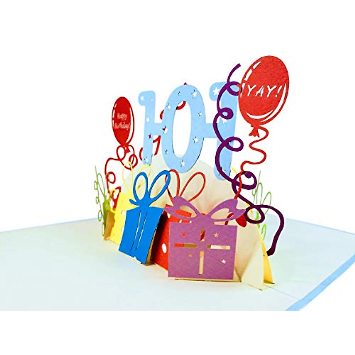 iGifts And Cards Happy 101st Birthday With Lots of Presents 3D Pop Up Greeting Card - Awesome, Cute, Fun, Gift, Unique, Special Occasion, Celebration, Husband, Wife, Best Friend, Congratulations