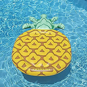 Swimline 90649 Giant 88" Inflatable Tropical Pineapple Swimming Pool Float, Lake Water Raft Lounger with Headrest for 1-2 People, Yellow (6 Pack)