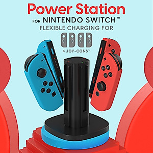 TALK WORKS Joy-Con Charger Dock For Nintendo Switch Gaming Controllers - 4-Remote Docking Charging Station,USB Compatible w/ Switch OLED (Black)