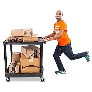 Original Tubstr Hybrid | Large Flat Top Utility Cart | Heavy Duty Service Cart Holds Up to 400 lb. | Lipped Top Shelf & Deep Tub Bottom Shelf | Ideal for Warehouse, Cleaning & More (32in x 24in)