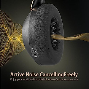 Active Noise Cancelling Headphones, 100H Playtime Headphones Wireless Bluetooth, Bluetooth Headphones with Microphone, Over- Ear Wireless Headphones with Deep Bass,Fast Charging for Travel,Office,Home