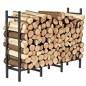 smusei Firewood Rack Outdoor Indoor 4Ft Heavy Duty Log Holder Adjustable Firewood Storage Rack Stand for Fireplace, Porches, Patios, 4Ft