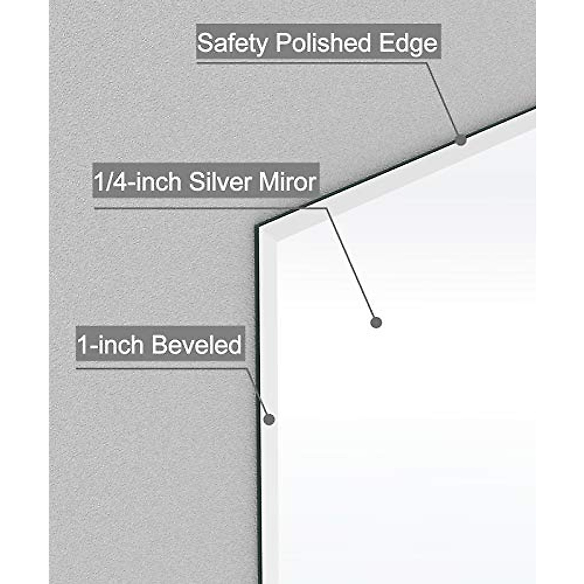 USHOWER 30 x 40 Inch Frameless Beveled Mirror, Rectangle Wall Mirror for Bathroom, Vanity, Beautiful and Simple Looking