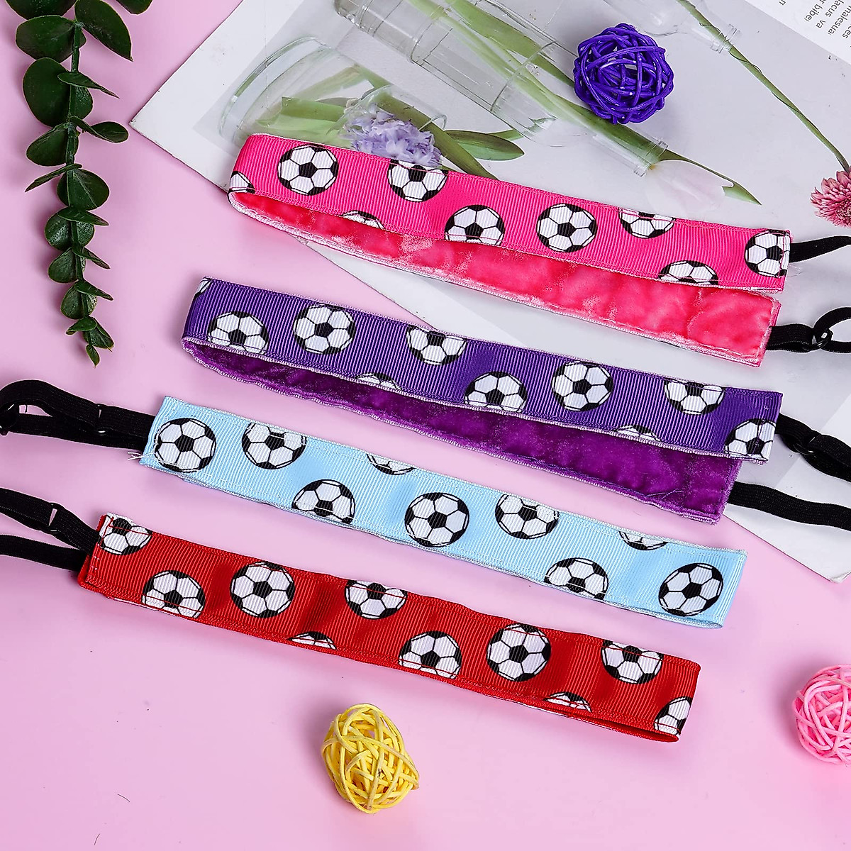 8Pcs Soccer Headbands for Girls Women Elastic Soccer Hairband Non-Slip Adjustable Football Headband Sports Hair Accessories, 8 Colors