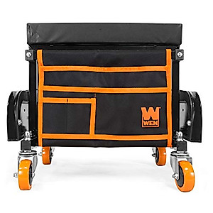 WEN GG1400 400-Pound Capacity Garage Glider Rolling Tool Chest Seat with Storage Pouch