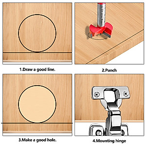 Mekek 35mm Concealed Hinge Jig kit, Hinge Hole Jig Drill Guide Set with Door Hole Opener, Concealed Hinges Guide Door Saw Cabinet Accessories Tool
