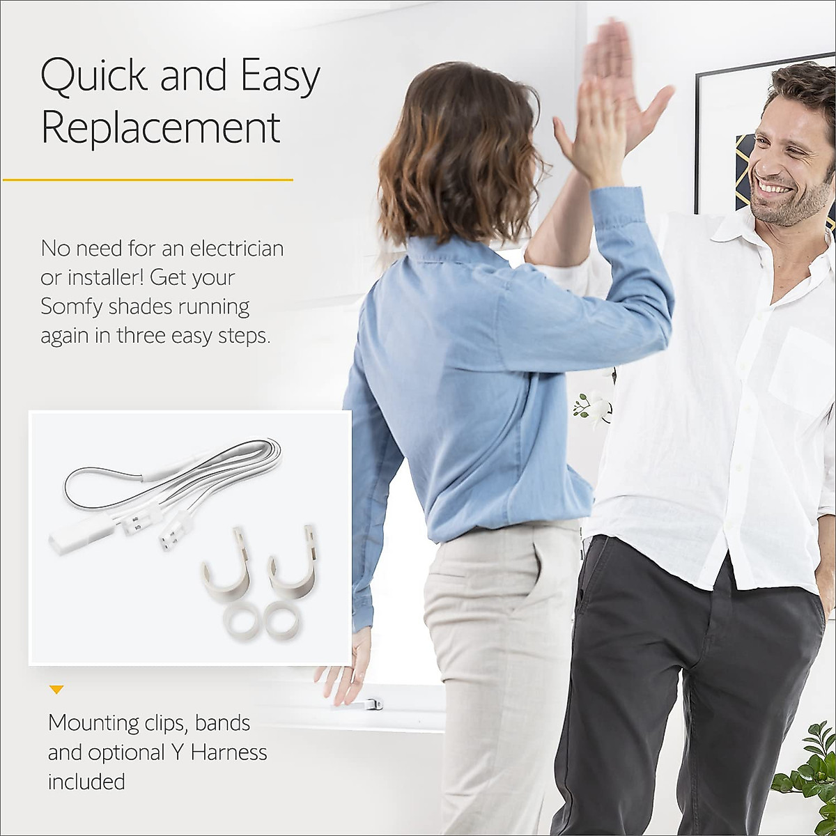 somfy 12V DC Reloadable Battery Tube 2 Pack and Y Harness - 2 Replacement Battery Tubes - 12V Dual Battery Wands for RTS Motors - Power Blinds & Shades – Easy to Install – #9018685, 9018625