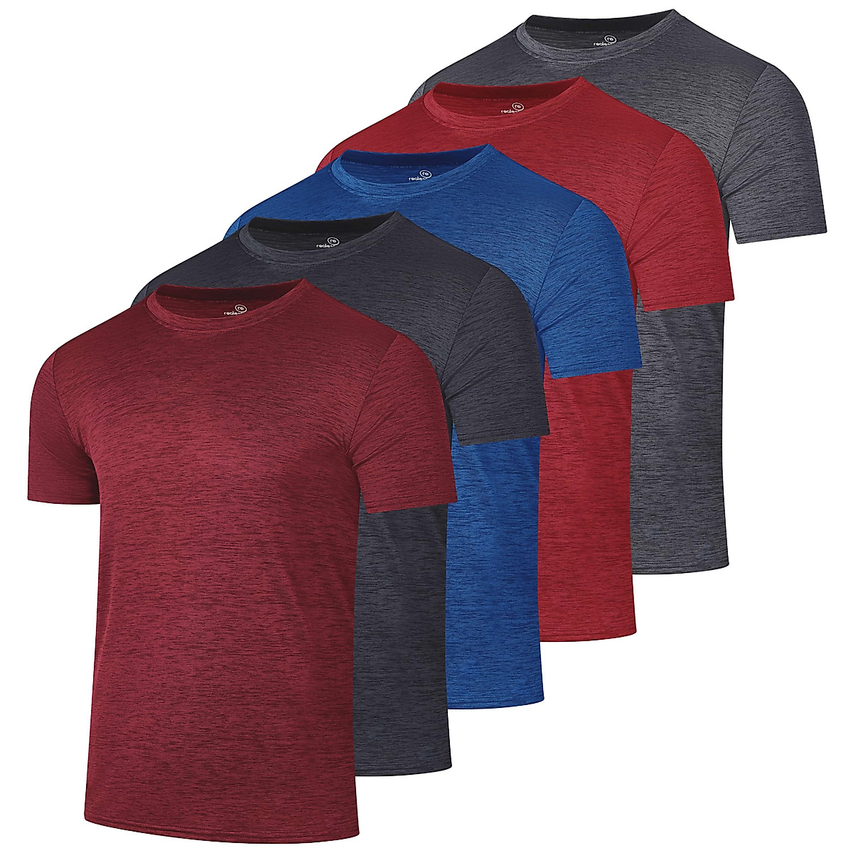 5 Pack Men’s Active Quick Dri Dry Fit Crew Neck T Shirts Athletic Running Gym Workout Short Sleeve Tee Tops Camisas para Hombres Summer