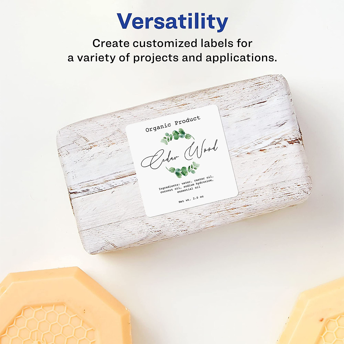 Avery Matte White Square Labels with Sure Feed, 2.5" x 2.5", 225 Matte White Printable Labels