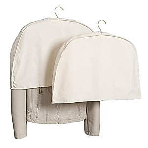 Foster-Stephens Shoulder Covers for Clothes | Acid-Free Muslin White Shoulder Protectors for Closet Storage | Clothes Hanger Covers (2 Pack)