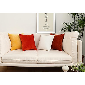 Jeneoo Terracotta Decorative Throw Pillow Covers Soft Chenille Comfy Solid Rust Couch Cushion Case Decor (Set of 2, 18 x 18 Inches)