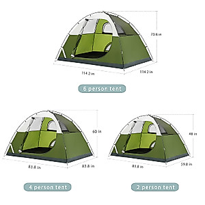 MOON LENCE Camping Tent 2 Person Tent Easy Setup Outdoor Tents Waterproof Double Layer for Camp and Backpacking Green
