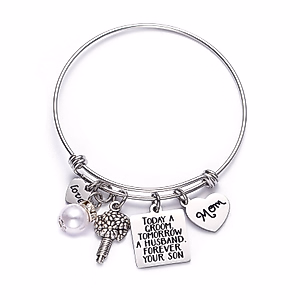 LParkin Mother of The Groom Bride Gifts Mother in Law Gift Mom Bangle Bracelets from Son Today a Groom Tomorrow a Husband Forever Your Son Bracelet