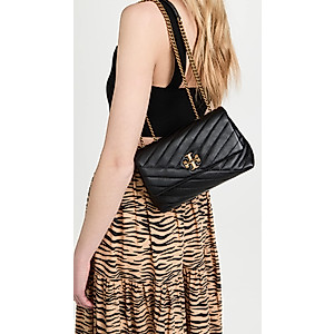 Tory Burch Women's Small Kira Chevron Convertible Shoulder Bag, Black, One Size