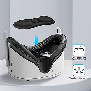 Mviioe for Quest 2 Face Cushion, Quest 2 Face Pad Light PU Leather Foam Face Cover Replacement Pad Washable Lightproof Anti-Leakage (Black)