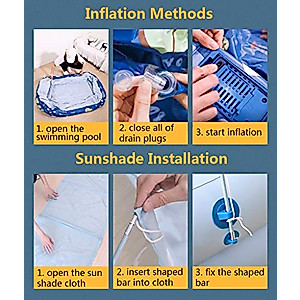 TOE Automatic Inflatable Swimming Pools with Sunshade Canopy Lounge Pool for Kiddie Kids Adults Infant Easy Set Swimming Pool for Garden Backyard Outdoor Summer Water Party