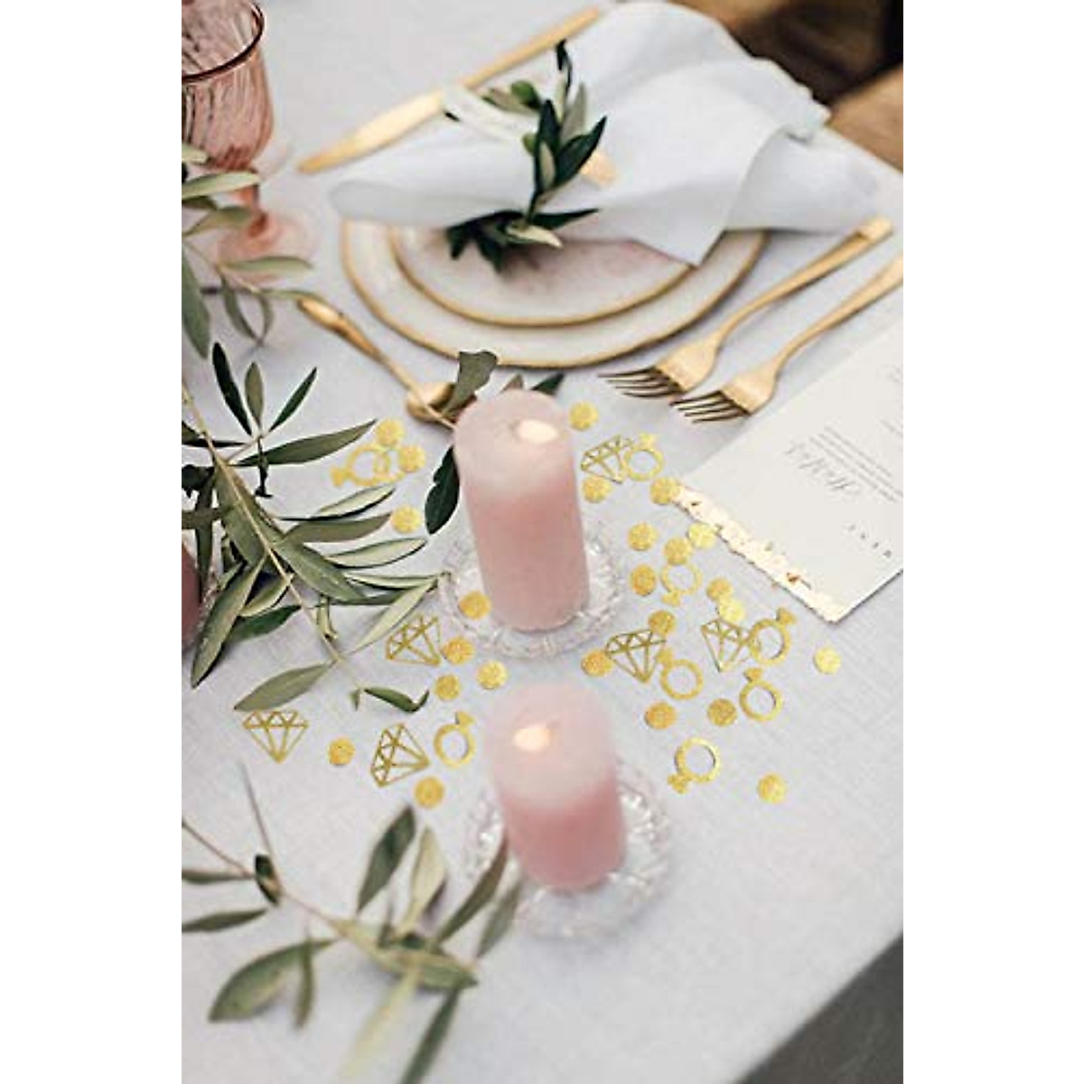 Gold Confetti (300Pcs) Diamond ring confetti Glitter Confetti Wedding Table Decoration Party Table Confetti Bridal Shower Engagement party hen party decor Table Scatter Valentines Day Baby Shower