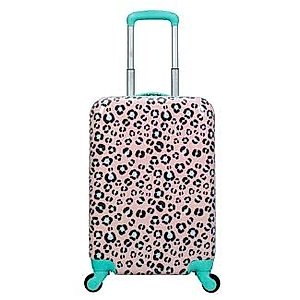 CRCKT Kids Hardside Spinner Animal Print,Lightweight, Pink and Mint Green, Carry-On 21-Inch