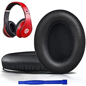 SOULWIT Replacement Ear Pads Cushions for Monster Beats Studio 1.0 (1 st Gen) Headphones by Dr. Dre, Earpads with Soft Protein Leather (Black)