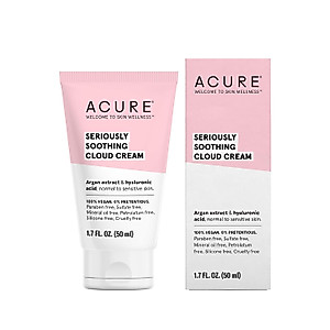 Acure Seriously Soothing Cloud Cream - Hydrating Night Cream for Normal to Dry Sensitive Skin, Facial Moisturizer for All Skin Types, Enriched with Argan Extract & Hyaluronic Acid,100% Vegan - 1.7 oz