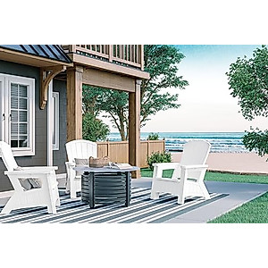 Suncast UV-Resistant Stylish Adirondack Outdoor Backyard Patio Chair with in-Seat Storage, White