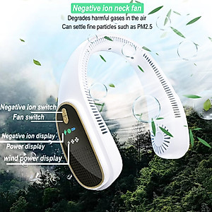 Portable Neck Fan，4000mAh USB Rechargeable Personal Fan,3 Speeds 83 Air Outlet 360° Cooling Wearable Fan，Hand-free Neck Fan with Led screen for Women, Men, Office, Travel, Outdoor