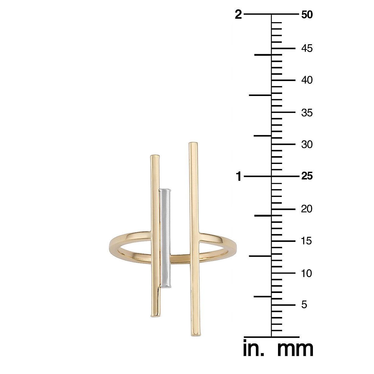 Kooljewelry 14k Two-tone Gold Open Triple Bar Ring (size 10)