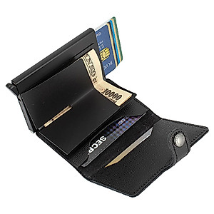 SECRID - Men Mini Wallet Genuine Original Leather RFID Safe Card Case for max 12 cards (Crisple Black)