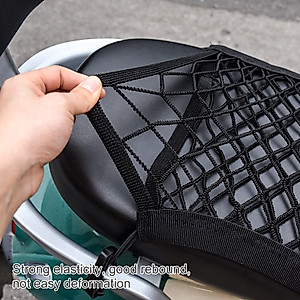 2 Pack Motorcycle Cargo Net, Motorcycle Bungee Cargo Net 10.3"X15.4" Helmet Net Small Luggage Rack High-Elastic Double Layer Bungee Net Thicken Net with Adjustable Metal Hooks for Motorcycle Bike ATV