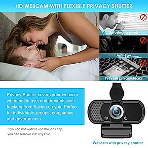 Webcam, HD Webcam 1080P with Privacy Shutter and Tripod Stand, Pro Streaming Web Camera with Microphone, Widescreen USB Computer Camera for PC Mac Laptop Desktop Video Calling Conferencing Recording