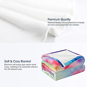 Fleece Throw Blanket for Couch, Patterned Warm Comfy Flannel Throw Blanket Fuzzy Ultra-Soft Cozy Microfiber Plush Blanket 330GSM for Sofa Bed Office All Season Use (40" x 50", Rainbow Tie Dye)
