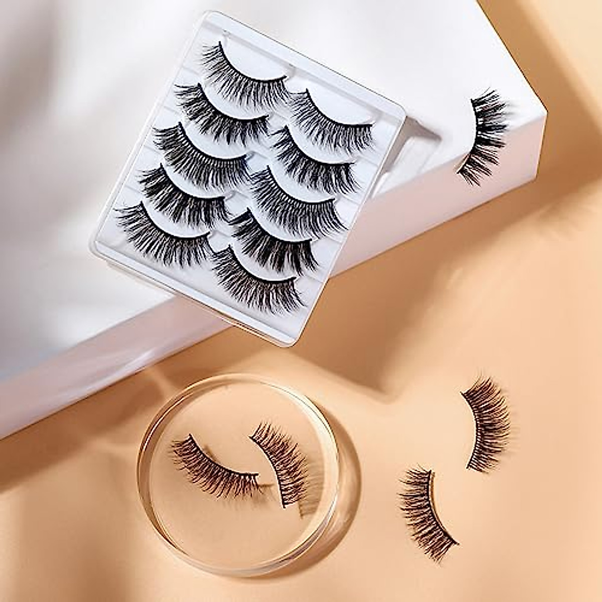 Lashes that Look Like Extensions, Strongly Adhesive Fake Eyelashes, Eye Lashes Sets Pack Natural Look, Cat Eye Wispy Lashes Set , Lash Extension Kit for Self Application, Volume Lash Strips, Lash Clusters with Glue & Tweezers