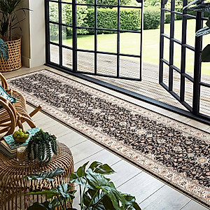 TOPRUUG Washable Runner Rug 2x12 - Hallway Runner Rug Kitchen Rugs and Mats Non Skid Washable Waterproof Carpet Runner for Living Room Bedroom Bathroom (Black, 2X12)